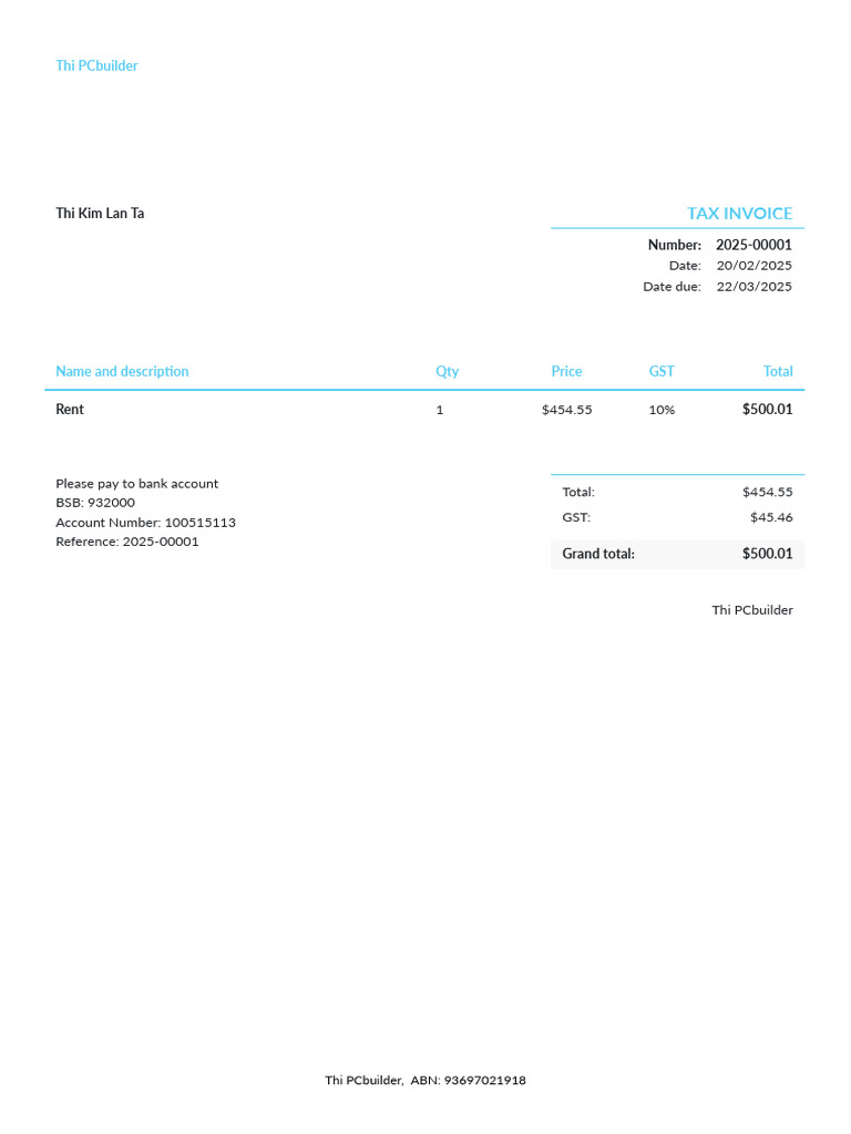 Invoice 2025 00001 | PDF