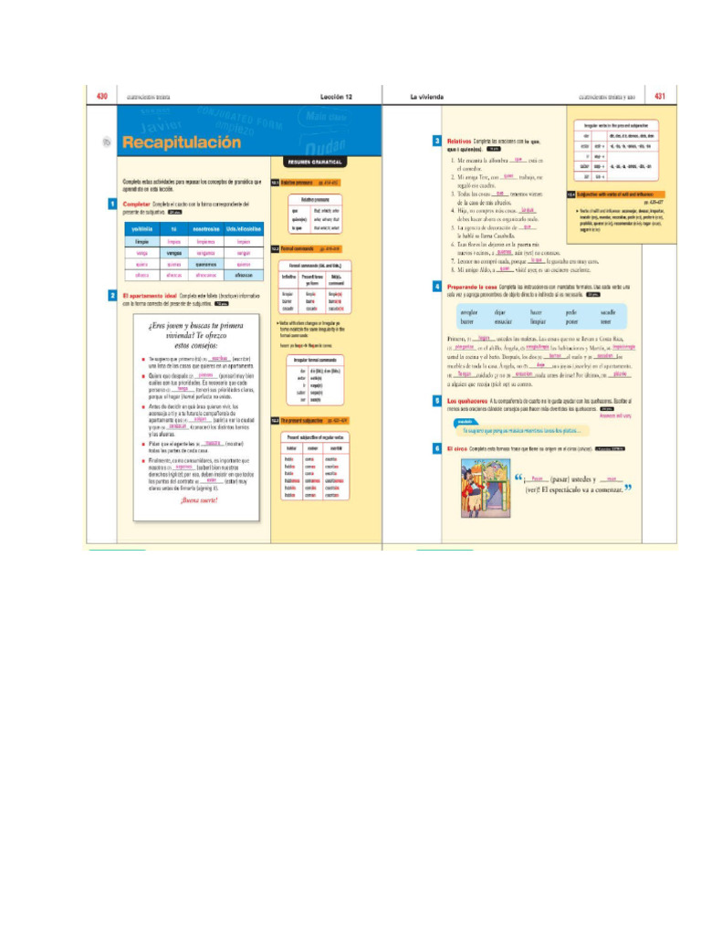 Vistas Ch12 Recapitulacion Practice Test KEY | PDF