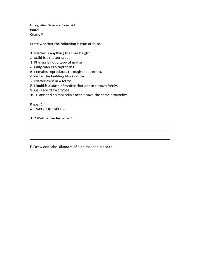 Integrated Science Exam #1 Overview | PDF