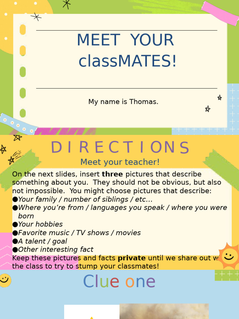 23 - Thomas's Meet Your Classmates Slides | PDF