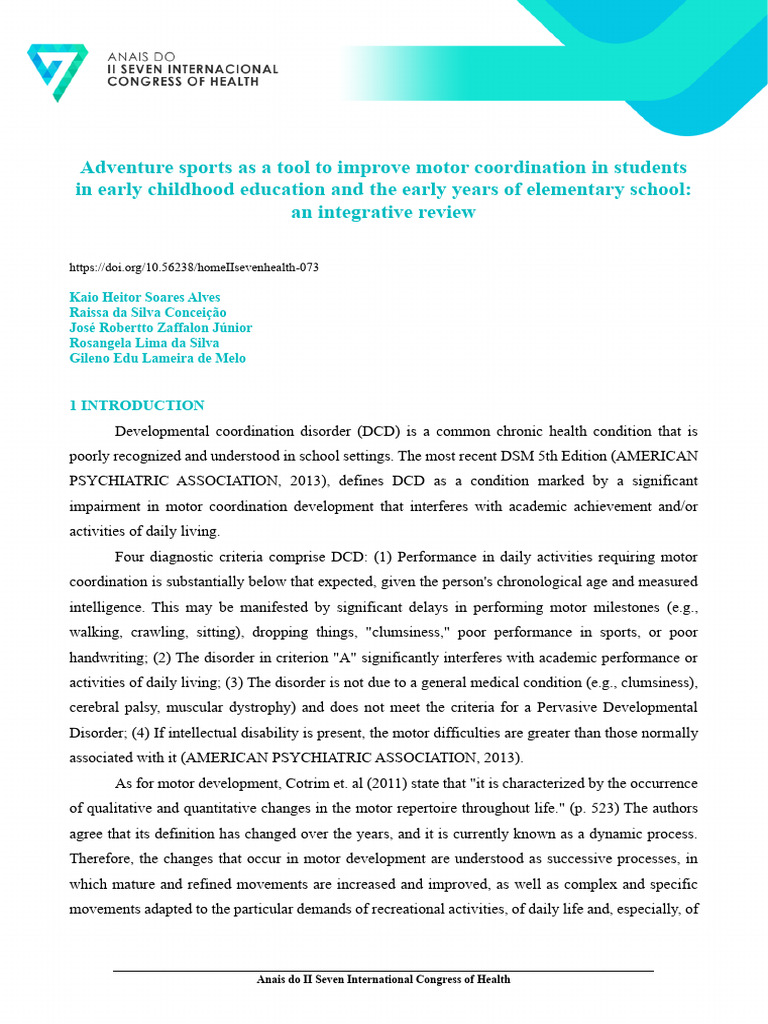 Adventure Sports As A Tool To Improve Motor Coordination in Students in ...