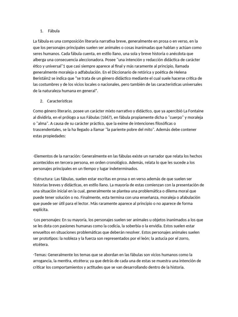 Características y Origen de la Fábula | PDF | Fábula | Poesía