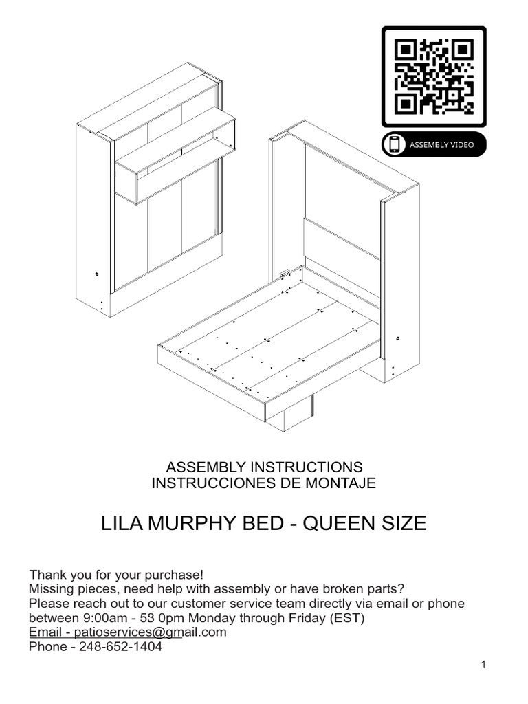 Lila Murphy Bed - Queen Size: Instrucciones de Montaje Assembly ...