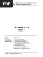 Creative Nonfiction: Quarter 1 - Module 4 | PDF | Writers | Creative ...