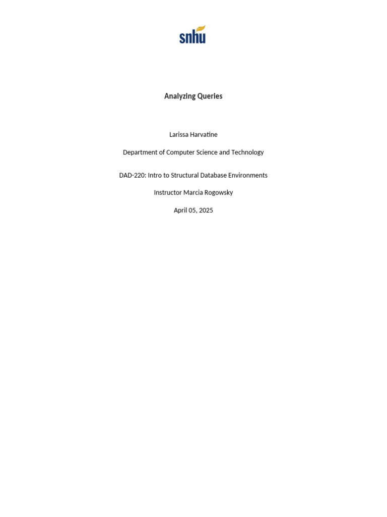 DAD 220 Module Five Major Activity - Harvatine | PDF | Databases ...