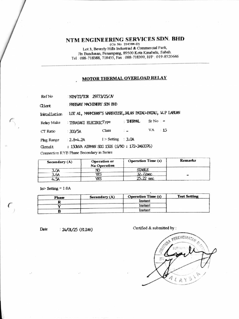 Overcurrent Cert (1723A60076) | PDF