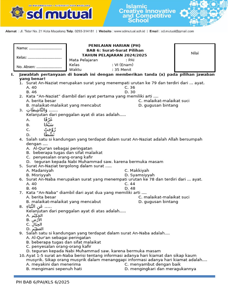 Ph Bab 6 Pai Kelas 6 | PDF