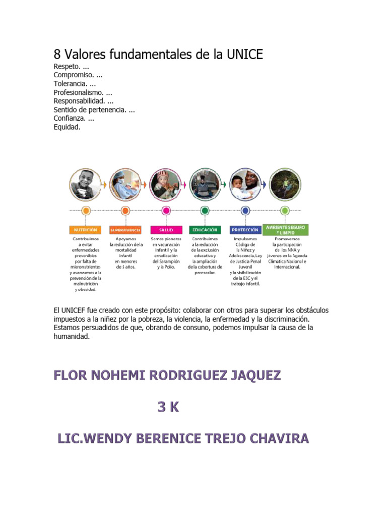 8 Valores Fundamentales de La UNICE | PDF