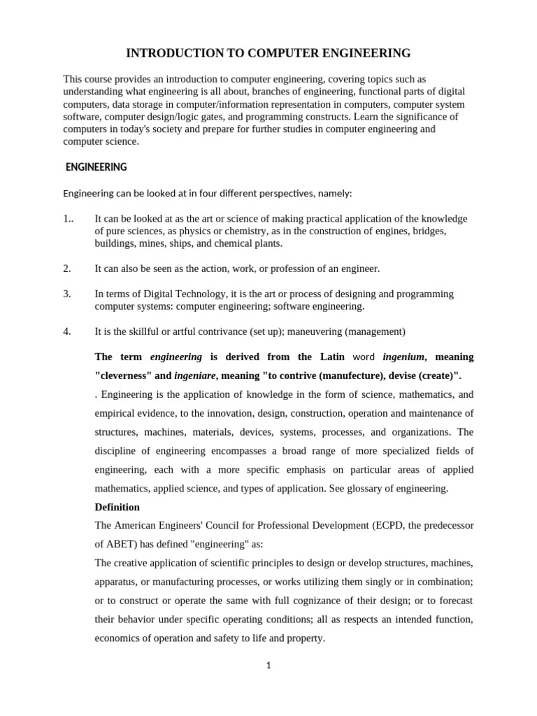Introduction To Computer Engineering 1 | PDF | Computer Data Storage ...