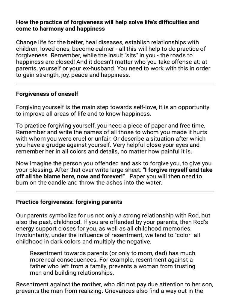 22e. Practice of Forgiveness | PDF | Forgiveness | Psychology