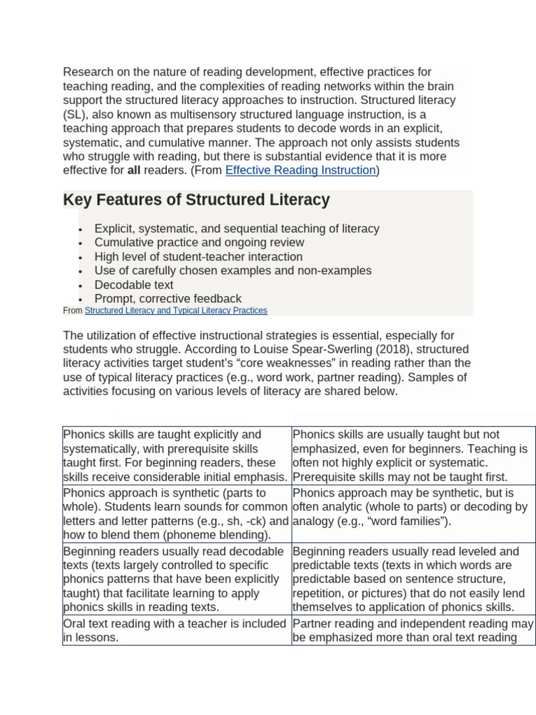 BEESS-Structured Literacy Through a Multisensory Approach | PDF ...
