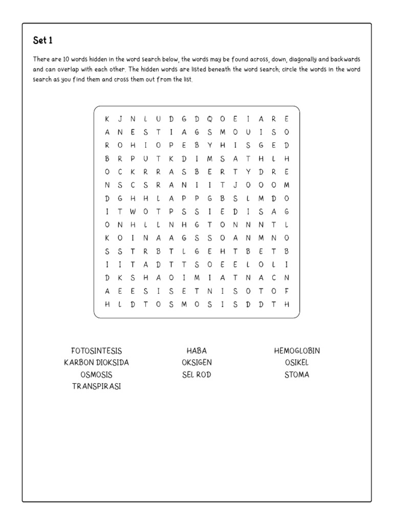 Set 1 Word Puzzle | PDF