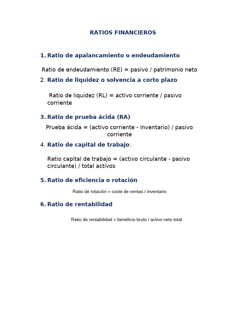 Ratios Financieros Esenciales para Empresas | PDF