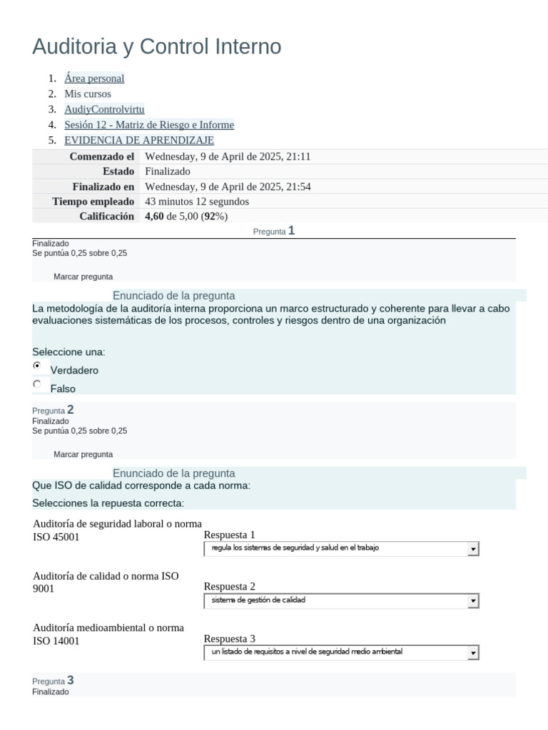 Auditoría y Control Interno: Metodología y Riesgos | PDF | Auditoría