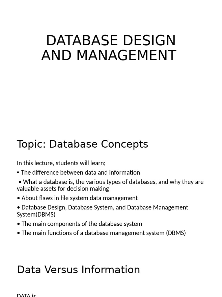 Lecture 1 -Database Concepts | PDF | Databases | Database Design