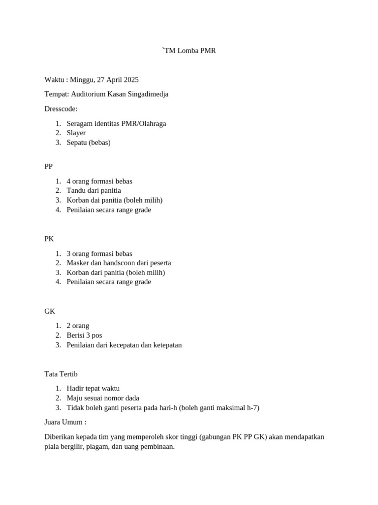 TM Lomba PMR | PDF