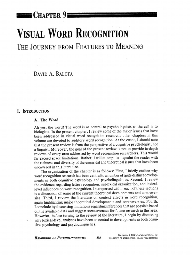Visual Word Rec 1994 (1) | PDF