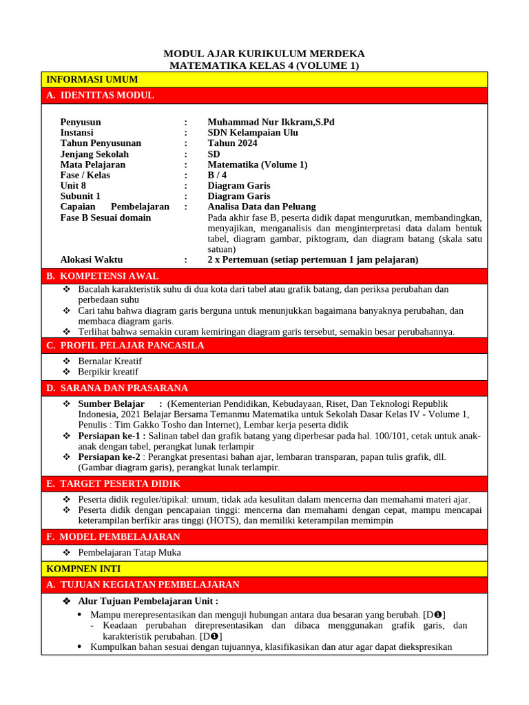 Modul Ajar MTK Unit 8 | PDF