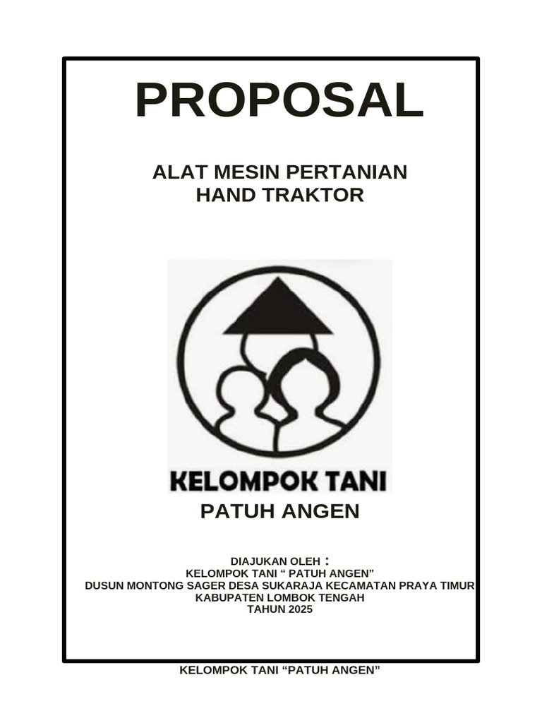 PROPOSAL Mesin Hand Traktor Patuh Angen | PDF