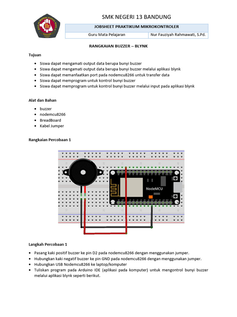 Jobsheet - Buzzer - BLYNK | PDF