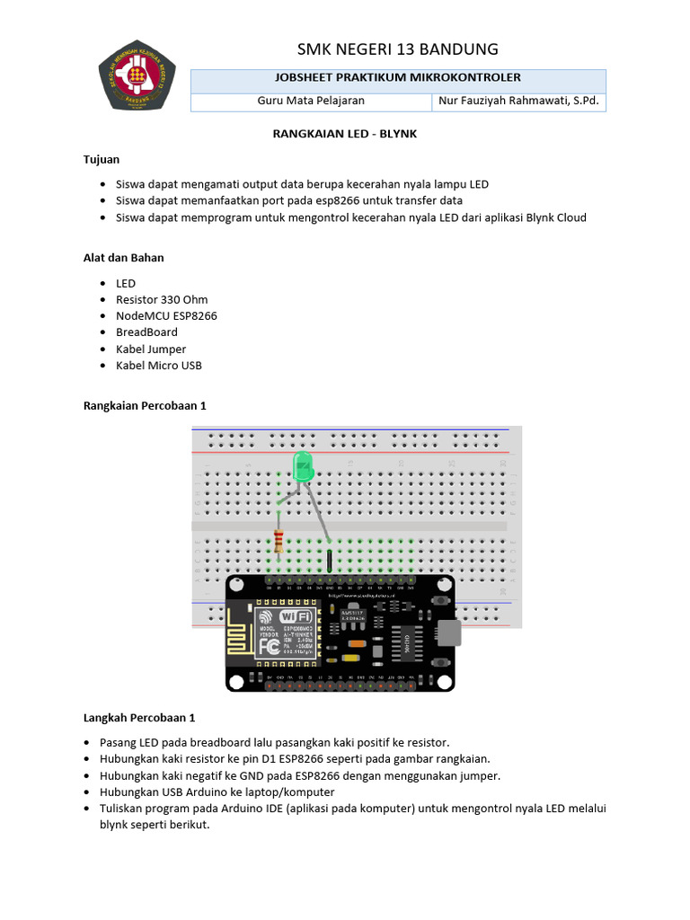 Jobsheet - Led - Dimmer - Blynk | PDF
