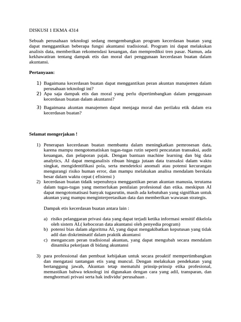 Diskusi 1 Ekma 4314 | PDF