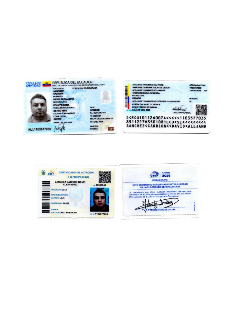 Cedula y Certificado David Sánchez | PDF