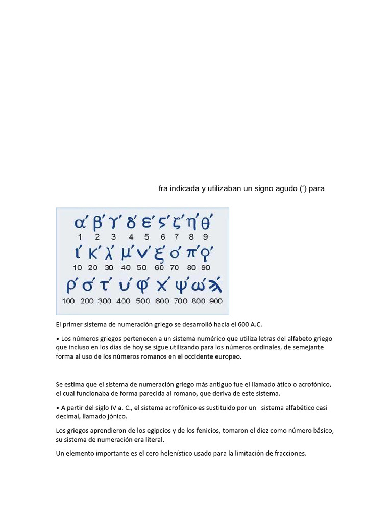 Matematicas S.Numeracion Griego | PDF | Números | Notación