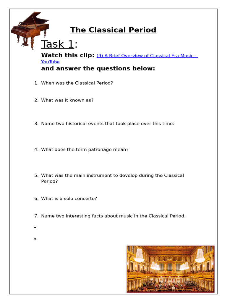 The Classical Period Task Booklet | PDF | Classical Period (Music ...