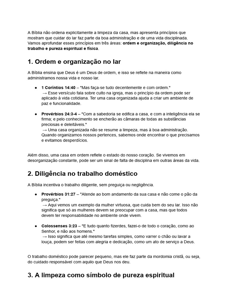 Sobre Limpeza Do Lar | PDF | Deus | Bíblia
