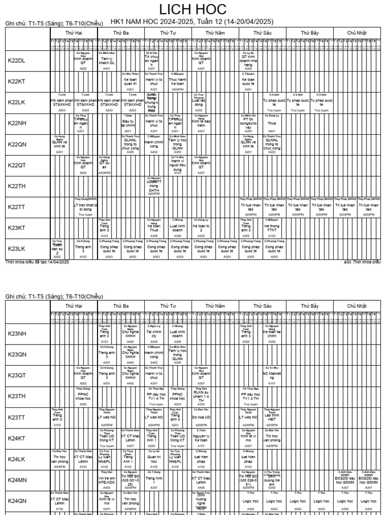 SINH VIEN-HK2 NH 2024-2025-TUAN 12td | PDF