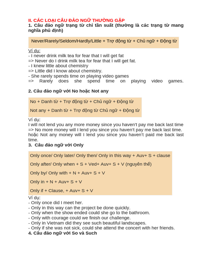 Never/Rarely/Seldom/Hardly/Little + TR Đ NG T + CH NG + Đ NG T | PDF