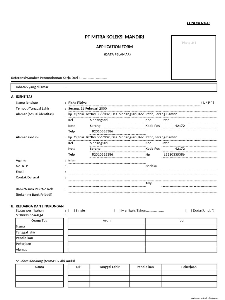 Form Interview PT Mitra Koleksi Mandiri (Final) | PDF
