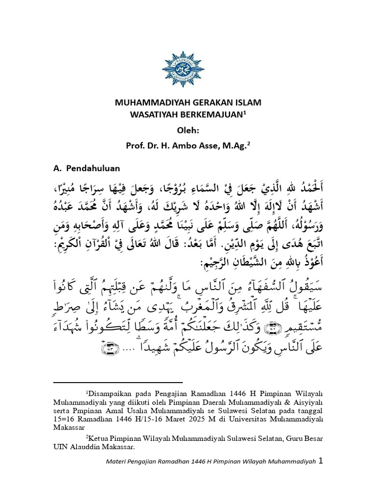 Materi Prof Ambo MATERI PENGAJIAN KETUA PWM 1446 H | PDF