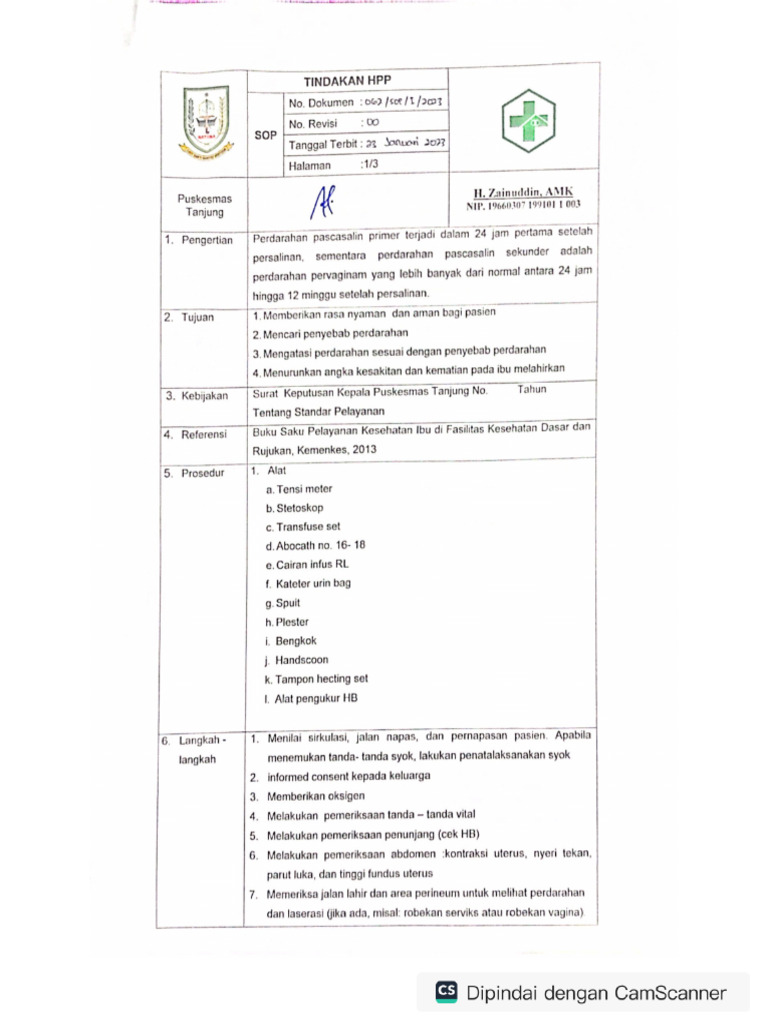 SOP-Tindakan-HPP | PDF