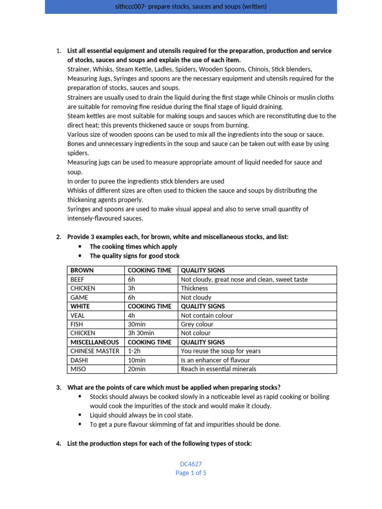 Finished-Written-Prepare Stock, Sauces and Soups | PDF | Stock (Food ...