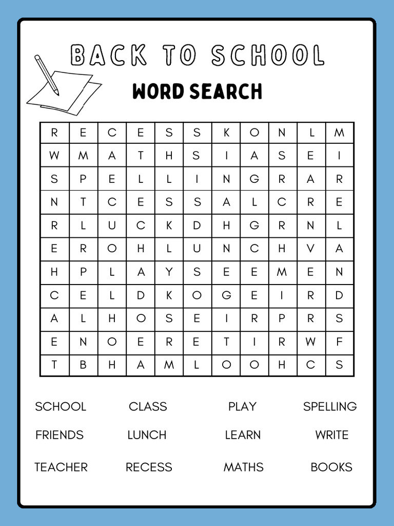 Back To School Word Search | PDF
