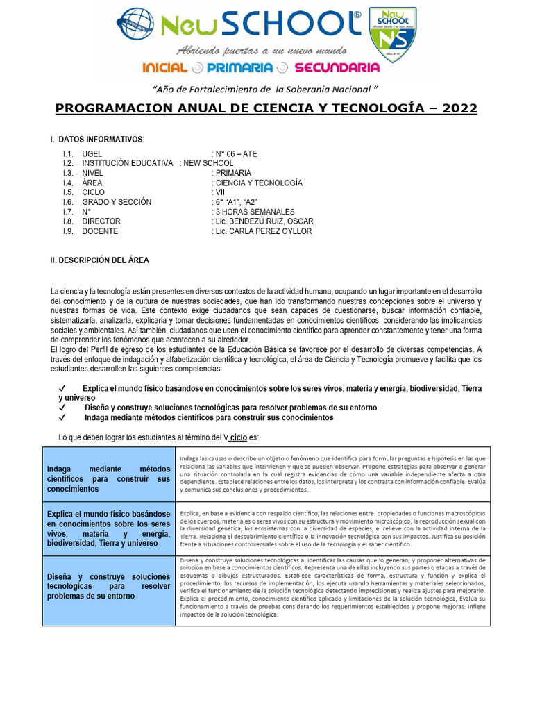 Programación Anual 6to Cta 2022 | PDF | Organismos | Biodiversidad