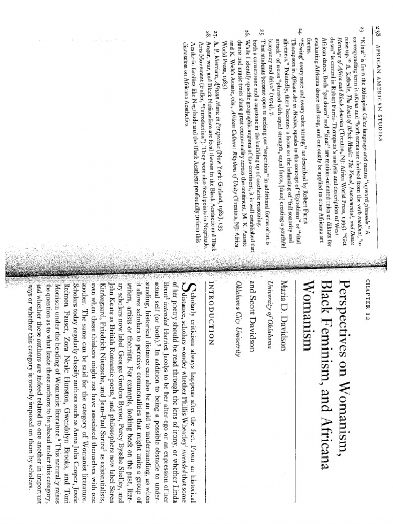 Perspectives On Womanism Black Feminism | PDF