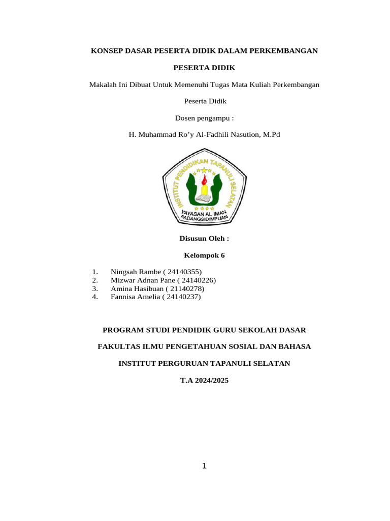 Tugas Perkembangan Peserta Didik | PDF