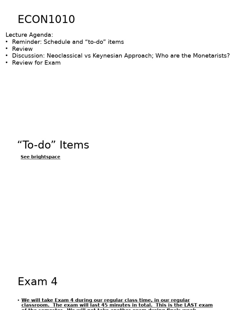 ECON1010: Keynesian vs Neoclassical Exam Review | PDF | Inflation ...