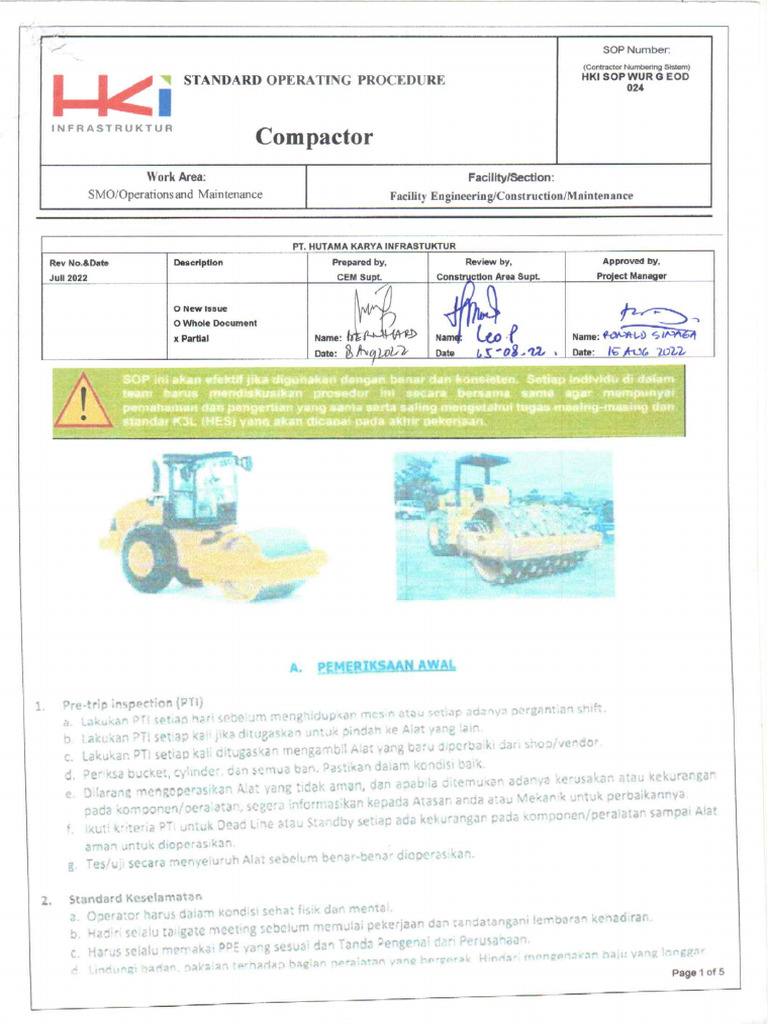 Compactor Sop | PDF