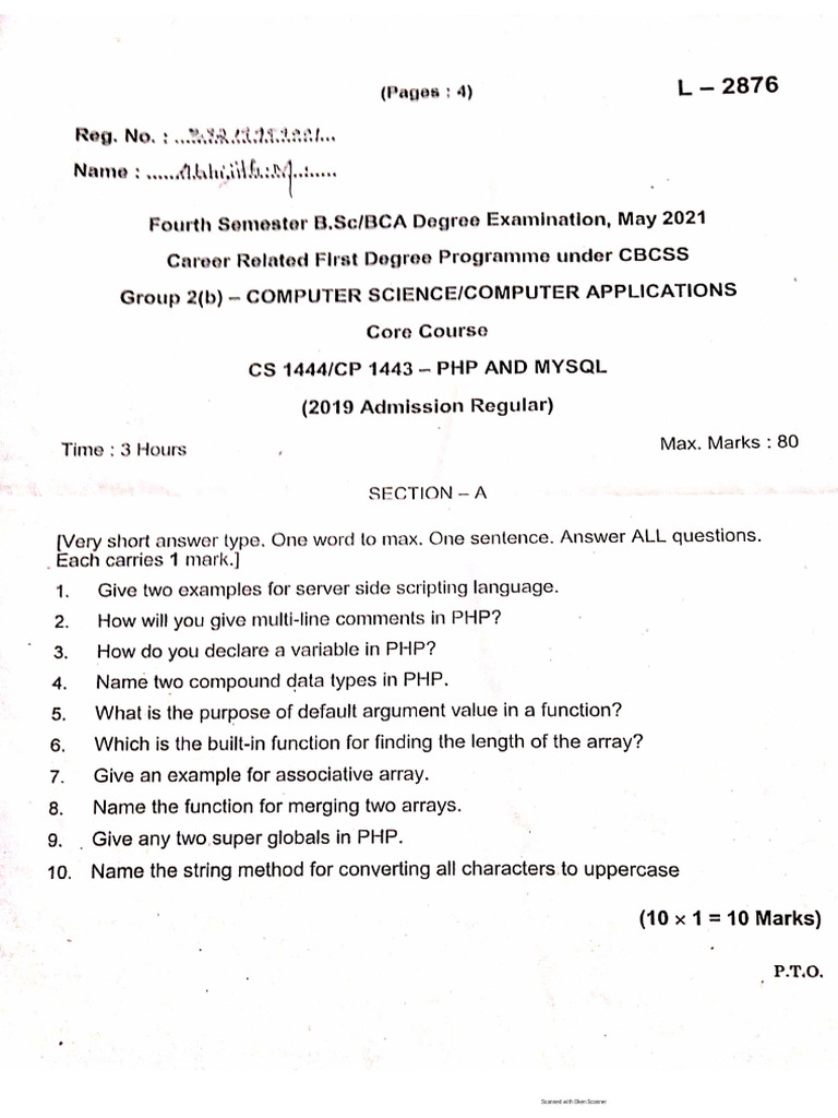 Fourth Sem PHP AND MYSQL BCA | PDF