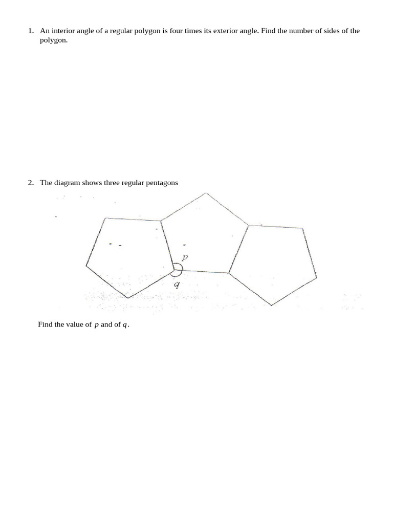 Polygon Angle Calculations and Solutions | PDF