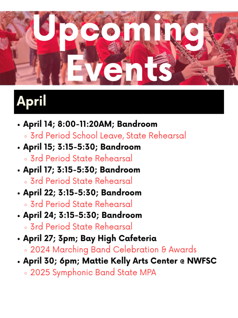 April-May Band Events Schedule | PDF