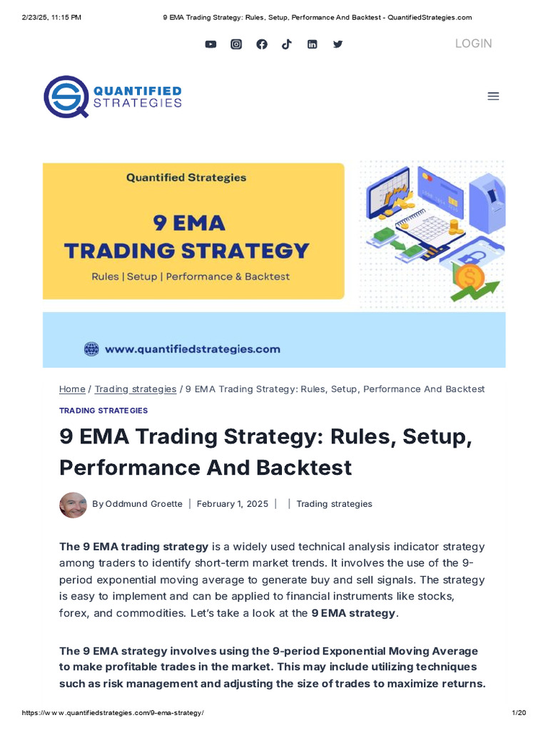 9 EMA Trading Strategy - Rules, Setup, Performance and Backtest | PDF ...