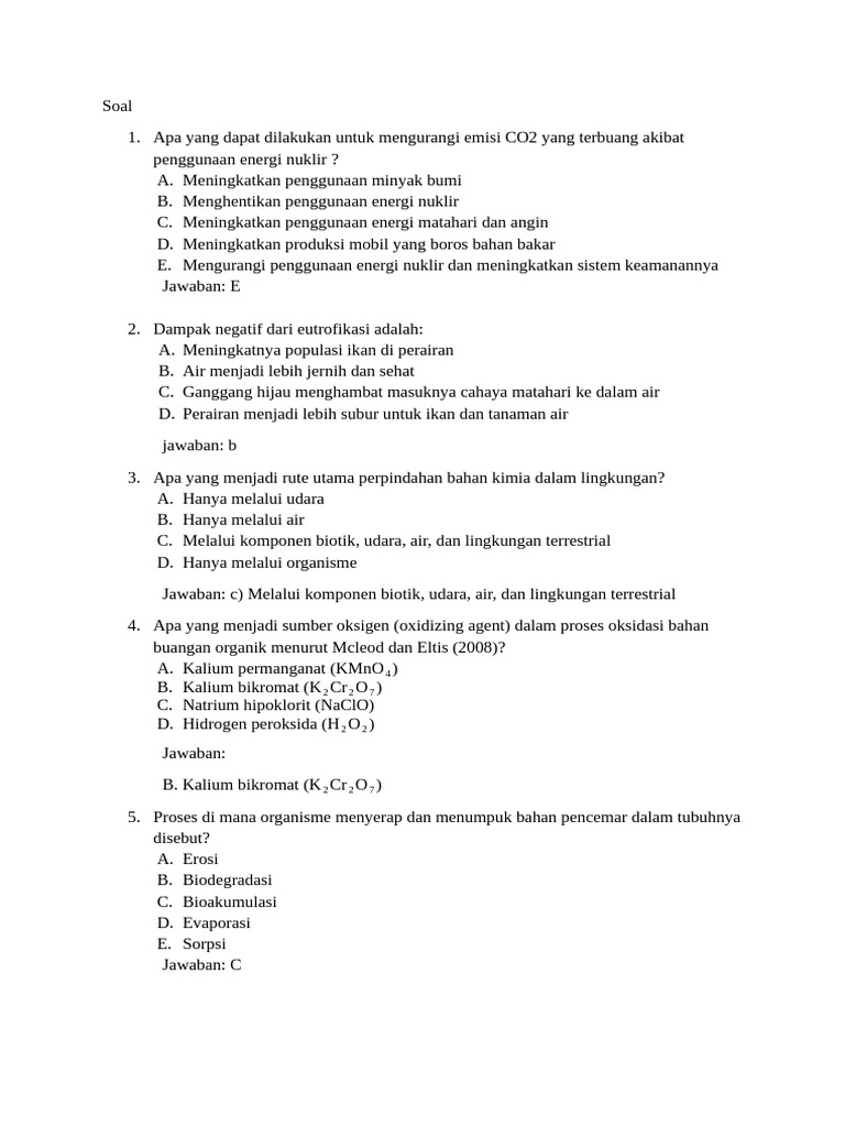 Bagi Soal Pencemaran Lingkungan | PDF