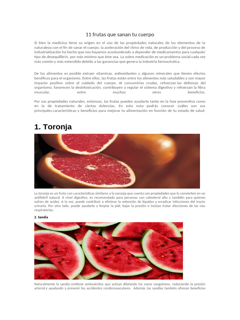 11 Frutas Que Sanan Tu Cuerpo | PDF | Fruta | Alimentos