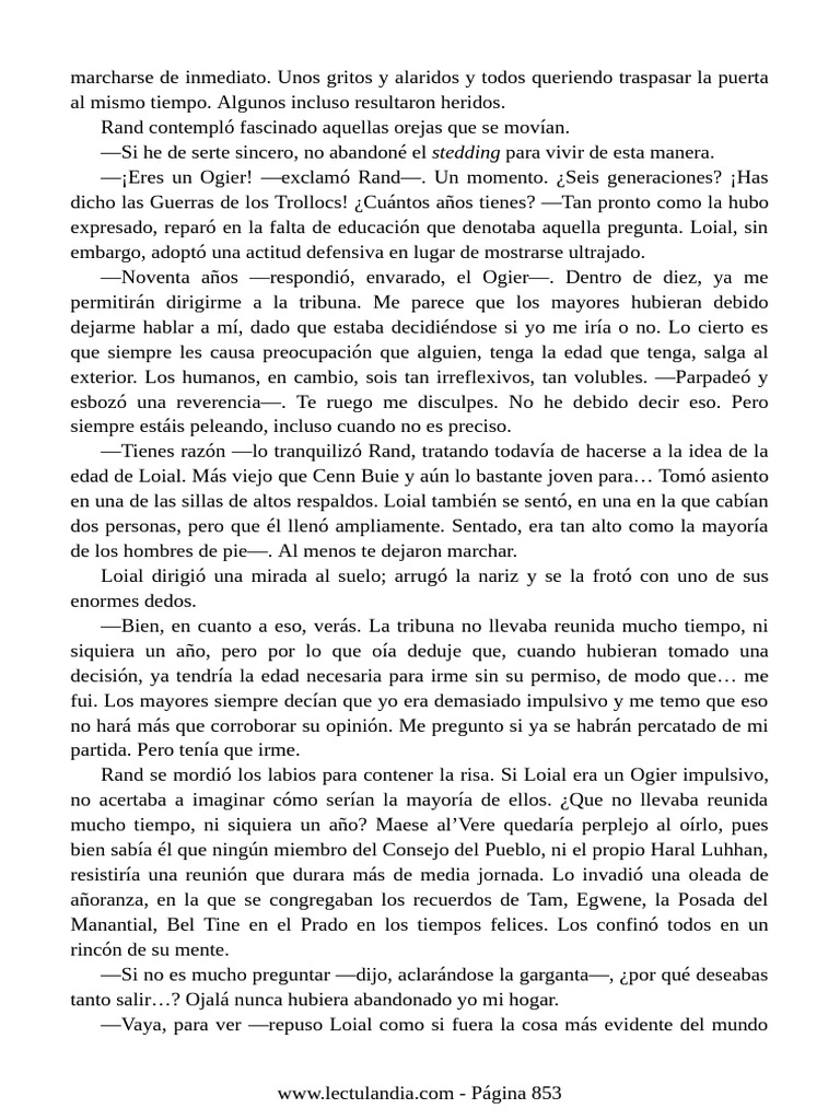 Conversación entre Rand y Loial sobre el stedding | PDF