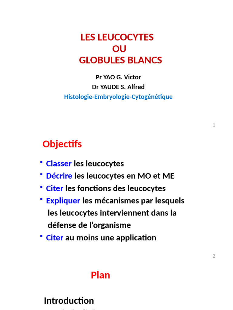 Leucocytes UFR L1 | PDF | Système immunitaire | Globule blanc